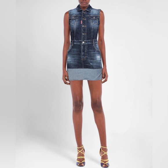 DSQUARED2 | Dresses | Dsquared2stonewashed Distressed Denim Minidress ...